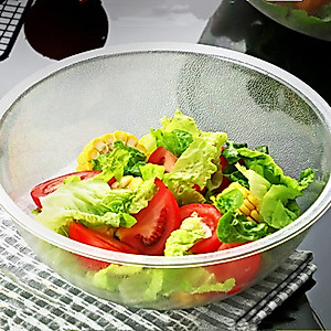 Lyellfe 3 Pack Large Salad Bowl, 96 Oz Clear Chip Bowls, Plastic Serving Bowl with 2 Tongs, Party Snack Bowls, Mixing and Serving Container for Snack Fruit Candy Popcorn Chips Pasta