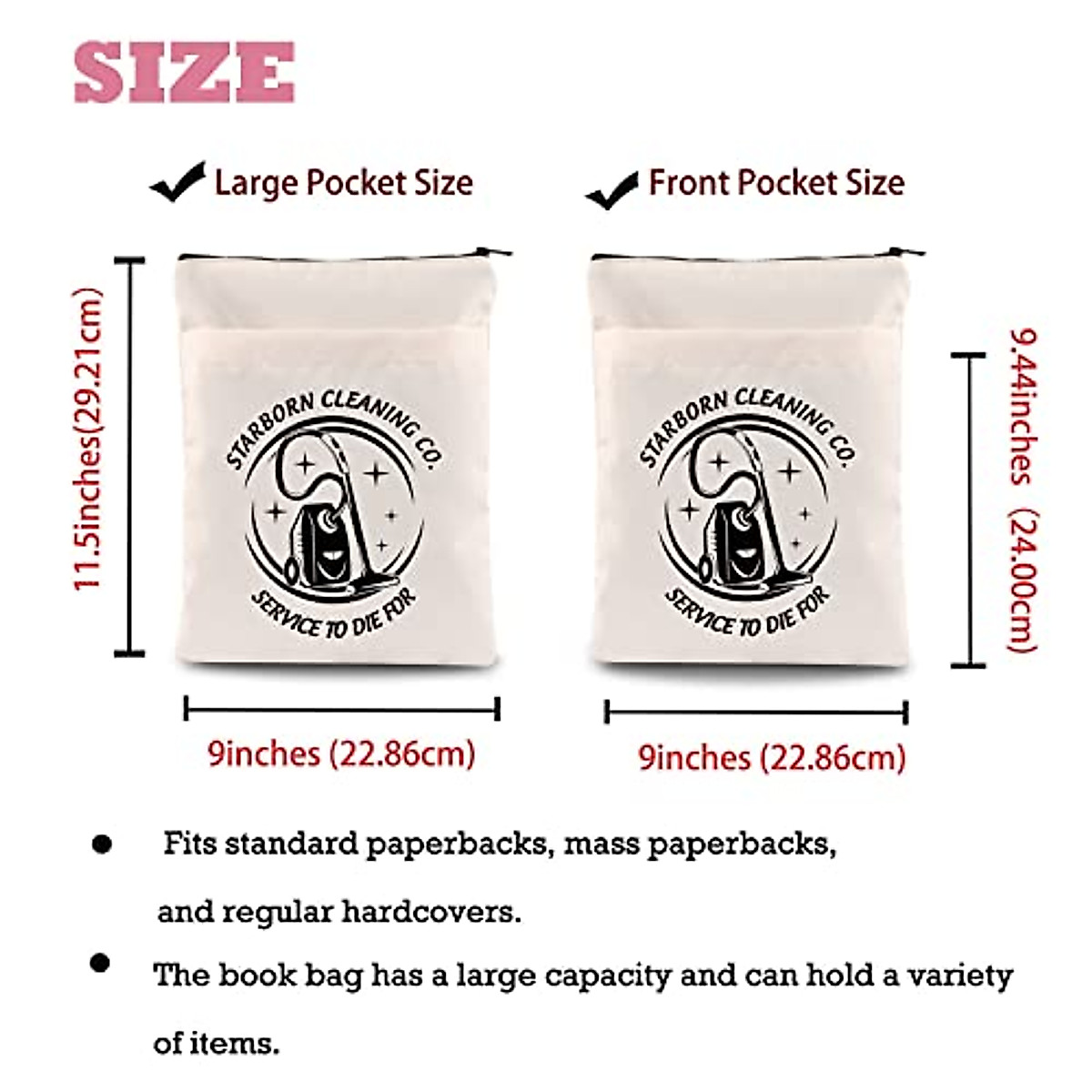 Fantasy Novel Lover Book Sleeve Bookish Gift Reader Gift Starborn Cleaning Service Gift Book Protector with Zipper (STARBORN Cleaning)