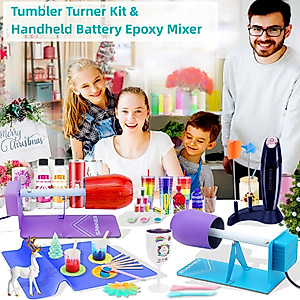 HXH Cup Turner Tumbler Cuptisserie Kit,Handheld Battery Epoxy Mixer,Cup Spinner for DIY Glitter Epoxy Crafts Tumblers