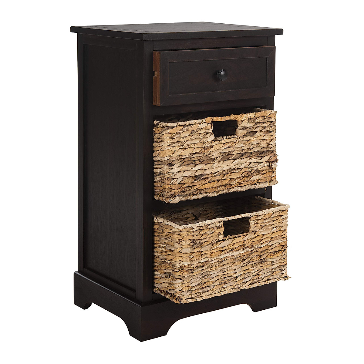 SAFAVIEH Home Collection Carrie Brown/ Natural Wicker 3-Drawer Storage Nightstand Side Table (Fully Assembled)