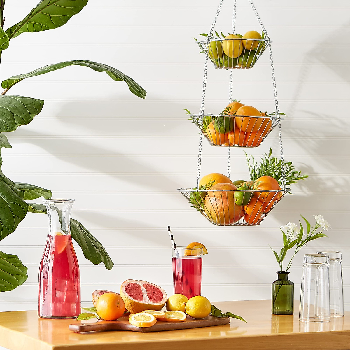 RSVP 30-by-12-Inch 3-Tier Wire Hanging Basket, Chrome