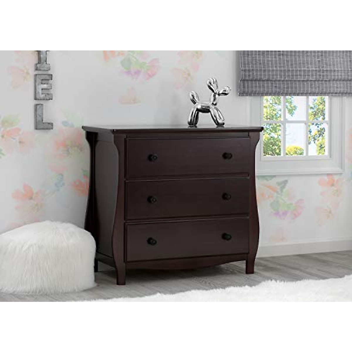 Delta Children Lancaster 3 Drawer Dresser with Changing Top, Greenguard Gold Certified, Dark Chocolate