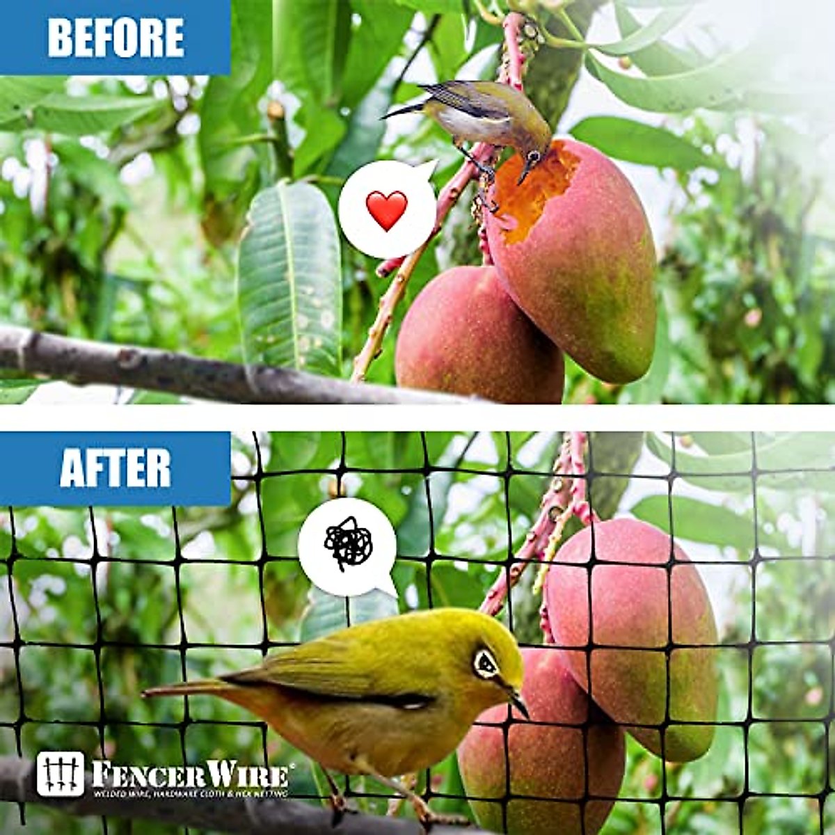 Fencer Wire 7 ft. x 100 ft. Garden & Plant Protective Netting with 3/4" Mesh, Reusable & Doesn't Tangle, Protection Against Bird, Deer and Other Animals, Multiple Choices Available (c. Heavy Duty)