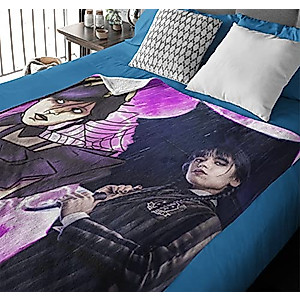 50X60 inches Wednesday Flannel Blanket, 350g/m² Addams Soft Throws Blanket Air Conditioner Sofa Bed Blankets, Movie Bedding Throw 3D Printed Blanket