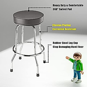 BIG RED Torin Swivel Bar Stool: Padded Garage/Shop Seat with Chrome Plated Legs, Black, 28.74" Tall, 18.5" Diameter