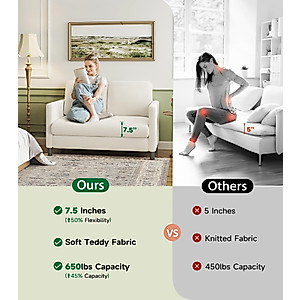 Welzona 51" Sofas for Living Room, Comfy Loveseat Sofa, Teddy Fleece Love Seat Couch, Tool-Free Setup Couches for Living Room, All-Wood Sofa Couch, Small Couch No Pillow, Beige