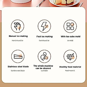 FAXIOAWA Ice Crusher Machine for Home Use, Hand Crank Ice Shaver Machine, Slushie Maker with Ice Mold, Shaved Ice Maker Machine for Snow Cones, Cocktails, Rapid and Easy Ice Cutting Orange