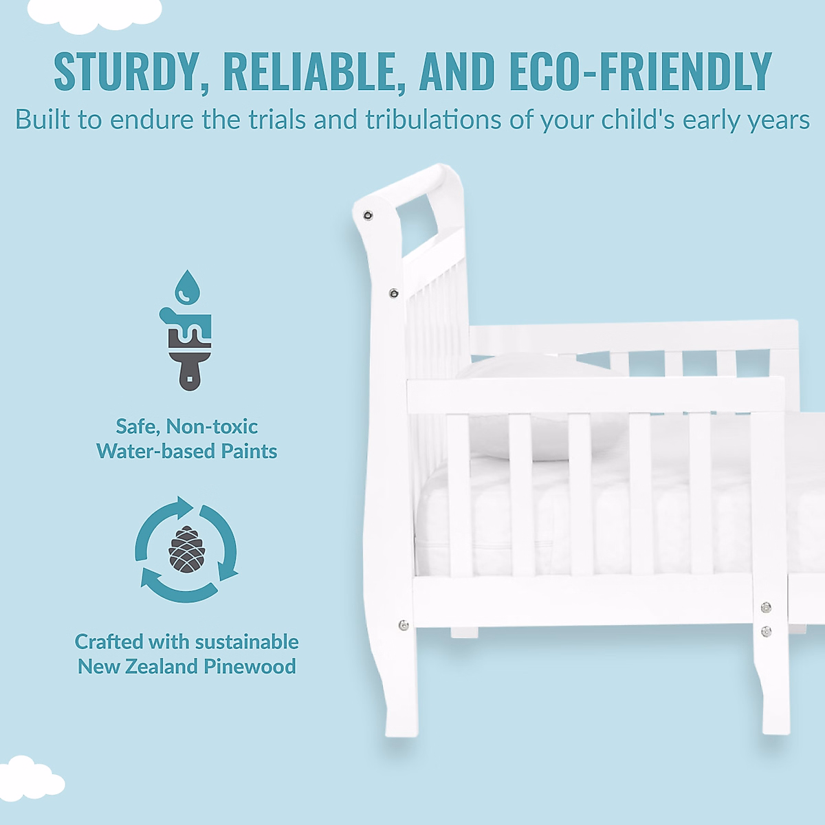 Dream On Me Emma 3 in 1 Convertible Toddler Bed in White