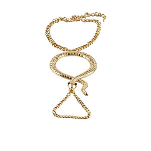 JOTW Snake Adjustable Finger Ring and Hand Chain Bracelet (Goldtone, Metal)