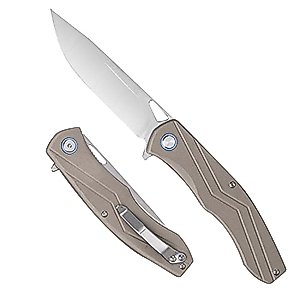 Pocket Knife,Pocket Folding Knife with D2 Steel Blade and G10 Handle+Pocket Clip+Liner Lock and Perfect for Survival,Hiking,Camping,Fishing,Kitchen,Work,Indoor and Outdoor Activities(Desert color)