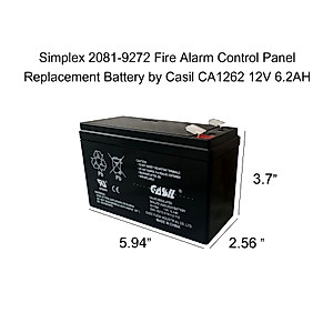 2081-9272 Simplex Grinnell Fire Alarm Control Panel Battery Replacement 12V 6.2AH CA1262 F2 2 Pack