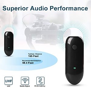 LESNGO 318C Wireless Lavalier Microphone, 20 UHF Channel Wireless Lapel Microphone XLR Lav Mic Compatible with iPhone Smartphone Camera Microphone for Streaming YouTube Interview Vlog (Black)