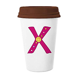 X Alphabet Orange Fruit Cute Pattern Mug Coffee Drinking Glass Pottery Ceramic Cup Lid