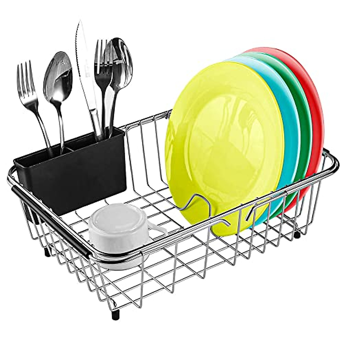 KESOL Expandable Over The Sink Dish Drying Rack / Dish Rack in Sink with Utensil Holder | 304 Stainless Steel Dish Racks for Kitchen Counter | Rustproof Dish Drainer / Sink Drying Rack - Small