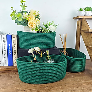 Storage Baskets, Basket Organizer And Shelf Basket, Toy Basket, Small Basket With Handle, Open Storage Box, Green 13x8.66x5.11 Inches（3PCS）
