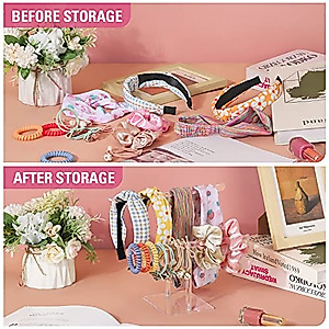 Headband Holder Scrunchie Holder Acrylic, Clear Hair Ties Holder Organizer, Headband Display Stand, Scrunchie Storage Organizer, Hair Accessories Organizer for Women and Girls