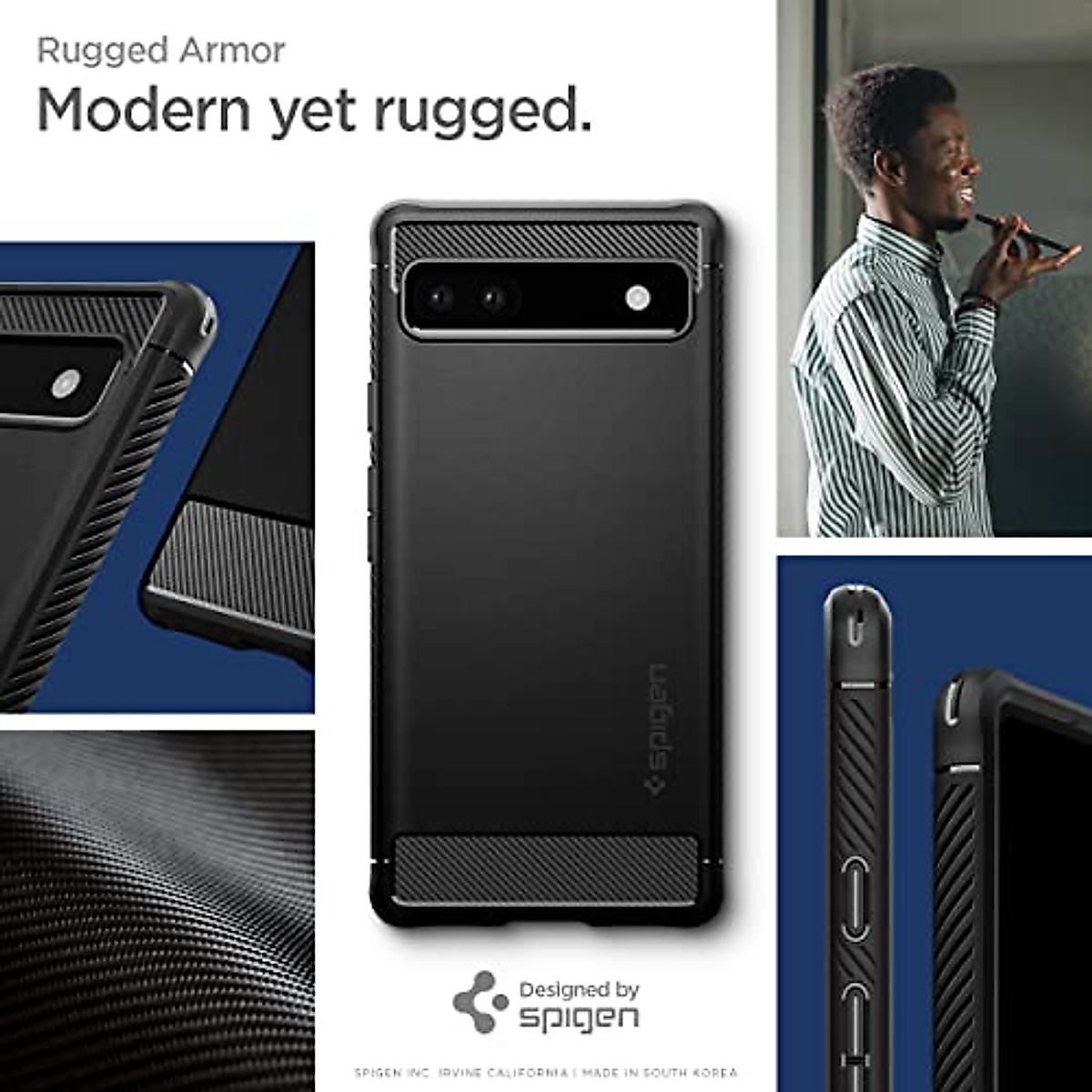 Spigen Rugged Armor Designed for Pixel 6a Case (2022) - Matte Black