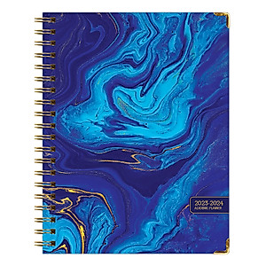HARDCOVER Academic Year 2023-2024 Planner: (June 2023 Through July 2024) 8.5"x11" Daily Weekly Monthly Planner Yearly Agenda. Bookmark, Pocket Folder and Sticky Note Set (Dark Blue Marble)