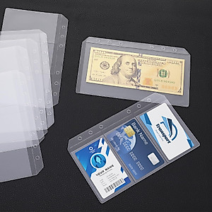 12 Pcs A6 Binder Sleeves A6 PVC Cash Envelopes 6 Holes Binder Pockets Card Sleeves Waterproof PVC Pockets Clear Cash Envelopes Clear Zipperless Binder Pouch for Protect Store Your Cash Invoices Coupon