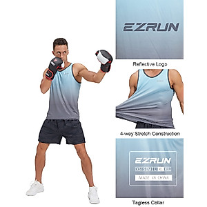 EZRUN Men's Quick Dry Workout Tank Top for Bodybuilding Gym Athletic Jogging Running,Fitness Training Swim Sleeveless Shirts(BlueGradient,s)