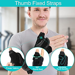 TANDCF bestlife Unisex Universal Wrist Lacer Thumb Spica Splint for Carpal Tunnel Syndrome & De Quervain’s Syndrome,Adjustable Night Wrist Thumb Support Brace with Splints Right Hand For Women & Men,Great for Tendonitis,Arthritis,Wrist Pain,Sprain,Sports