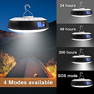 Ainiv USB Solar Camping Light, LED Rechargeable Camping Lanter with Remote Control, IPX4 Waterproof Rechargeable Tent Light 30W with Magnet for Camping, Hiking, Outage, Hurricane, Emergency