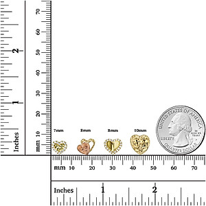 14K Yellow Gold 10x10mm Diamond Cut Heart Stud Earring