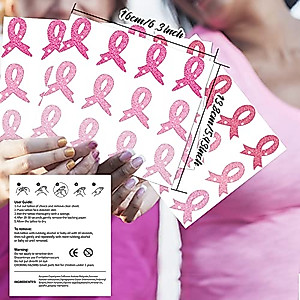 20 Sheets 240 Pcs Breast Cancer Temporary Tattoos Stickers Temporary Pink Ribbon Tattoos Breast Cancer Body Tattoos for Women Girls Face Body Accessories
