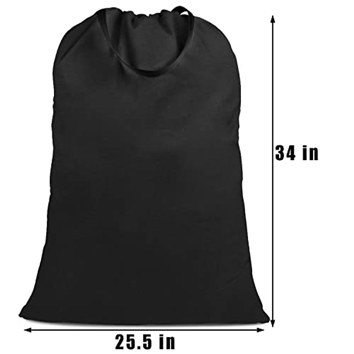 SANFERGE Cotton Canvas Laundry Bag with Handles & Drawstring Straps, Heavy Duty Extra Large Laundry Bags for Laundromat and Household, 25.5x34 Inch, Black