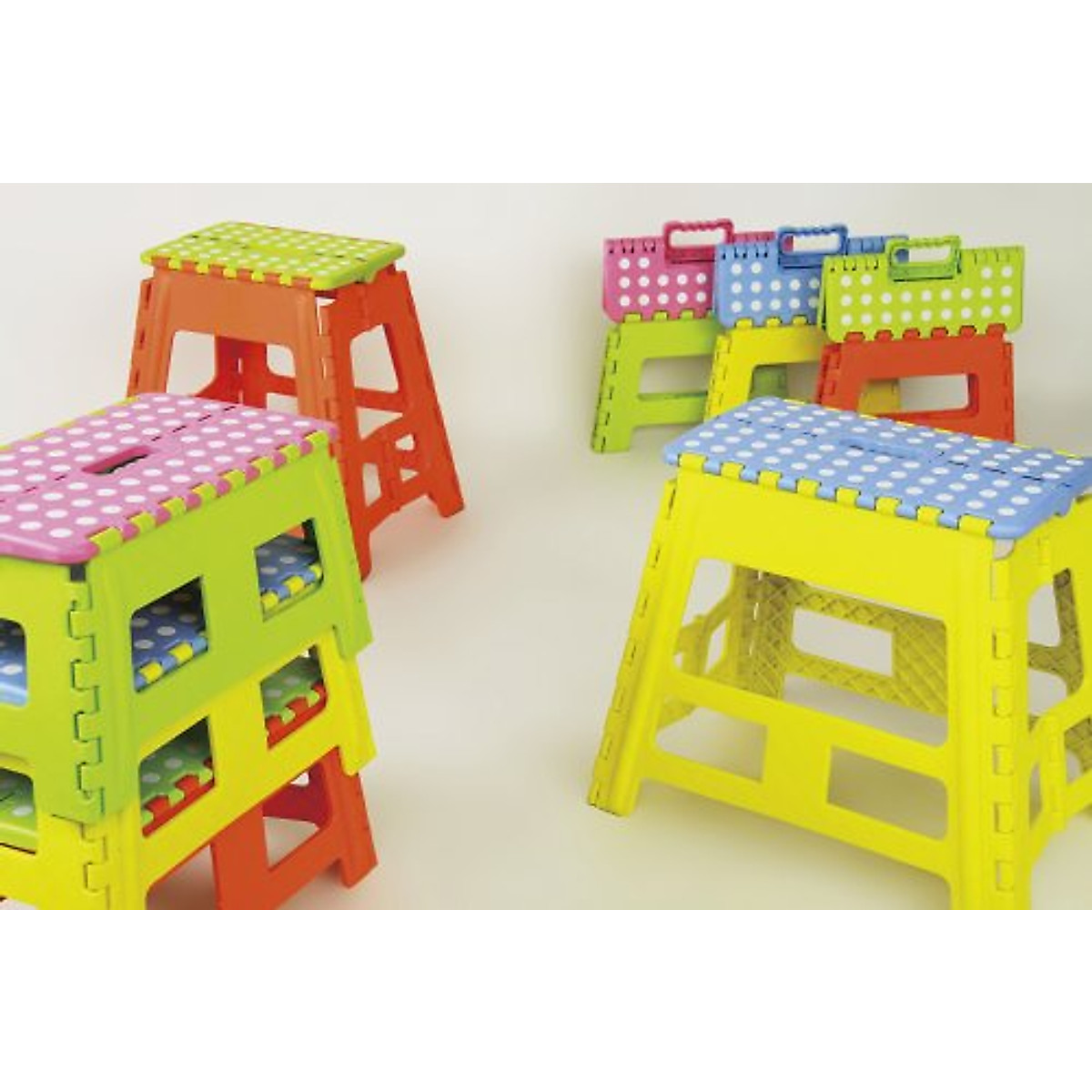 AZUMAYA BLC-312OR Cluster Stool, Folding Step Stool, Large, Orange