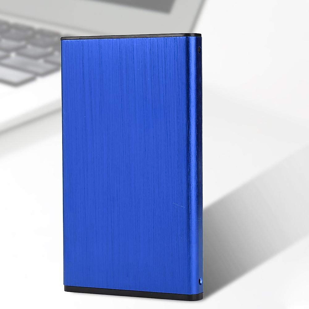 2.5inch USB2.0 Mobile HDD Case,External Mobile Hard Disk Case Box,Aluminum Alloy Brushed Fit for 2TB HDD SSD,Plug-and-Play, with LED Indicator(Blue)