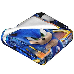 Jesdsdoc 50"X60" Cartoon Blue Blanket Personalized Print Throw Blanket Cozy Soft Blanket to Provide Warm Fluffy Cute Blankets