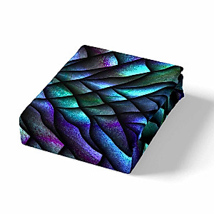 Feelyou Dragon Scales Duvet Cover for Kids Teens Reptile Skin 3D Bedding Set Animal Comforter Cover Ultra Soft Decor Bedspread Cover Blue and Green Queen Size with 2 Pillow Case