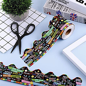 durony 65.6 Feet Inspirational Quota Bulletin Board Boarder Scalloped Border Trims for Back to School Decoration