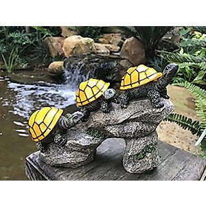 Bo-Toys Solar Powered Turtles on Log Outdoor Accent Lighting LED Garden Light Decor
