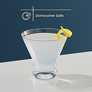 JoyJolt 4-Piece Afina Cocktail Glasses Set, Martini Glasses- 8-Ounces