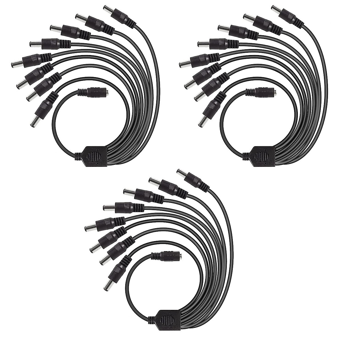 DC 1 Female to 8 Male Output Power Splitter Cable 3 Pcs 1 to 8 DC CCTV Camera Power Splitter Cable Y Adapter for CCTV Security Cameras and LED Strip Lights Deguangxin (3 Pcs 1 to 8 Way)