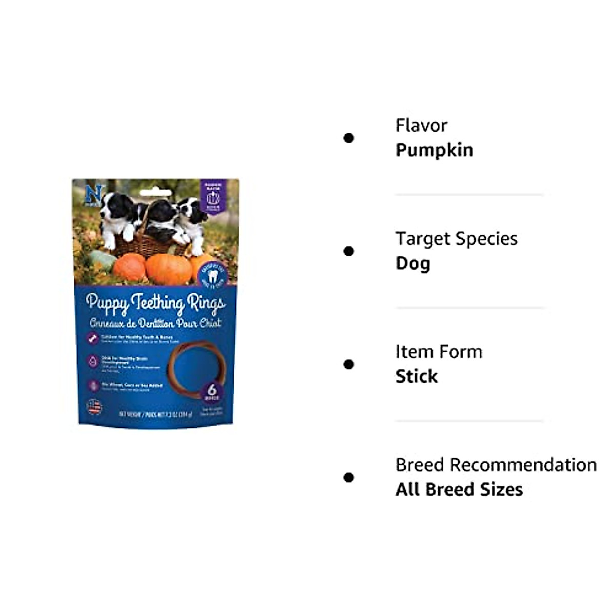N-Bone Puppy Teething Ring Pumpkin Flavor 7.2 Oz/(6 Count)