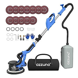 Drywall Sander with Vacuum Dust Collection, AZZUNO 7 Variable Speed 8.5A 750W Sander Tool, LED Light, Extendable Handle, 12pcs Sanding Discs