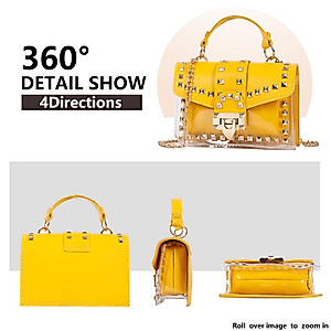 Qiayime Womens Fashion Purses and Handbags Shoulder Bag Ladies Rivet PVC Jelly Purse Designer Satchel Messenger Tote Bag (yellow)