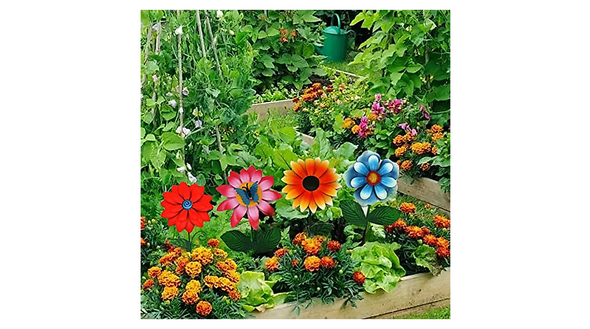 Colorful Flower Garden Stakes - Rust-Proof Outdoor Yard Decor