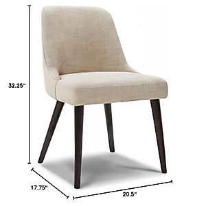 CHITA Mid-Century Modern Dining Chair, Upholstered Fabric Accent Chair for Dining Room, Set of 2, Flax Beige in Fabric