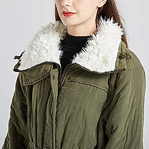 MEWOW Women's Winter Mid Length Thick Warm Faux Lamb Wool Lined Jacket Coat (M, ArmyGreen)