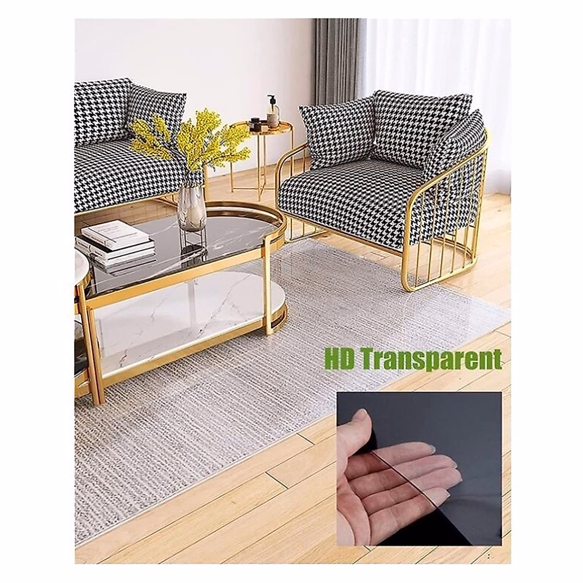 Clear PVC Desk Chair Mat PVC Sliding Wheel Chair Mat, Anti-Slip Floor Protective Mat for Hardwood Floor,2.0mm Thick,Hardwood Floors Protection Pad for Cycling Bike/Table/Desk/Chairs,40/50/60/70/80/90/