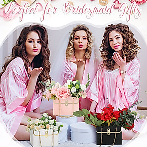 Lincia 12 Pcs Paper Flower Gift Bags Wedding Bouquet Flower Box with Handle Flower Boxes for Arrangements Gift Wrapping Bags Florist Handbag for Gift Wedding Baby Shower Party (Black, White, Pink)