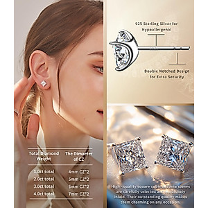 "STUNNING FLAME “18K Gold Plated Sterling Silver Princess Cut Cubic Zirconia Stud Earrings for men women(w-6)