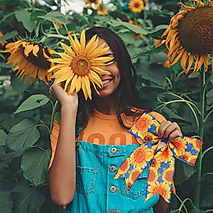 Kuscul 8 Rolls 32 Yards Sunflower Wired Ribbon Fall Autumn Wired Edge Ribbon Thanksgiving Fabric Decorative Ribbon for Gift Wrapping Hair Bow Sewing Crafts Wreath, 2.5in/ 1.5in