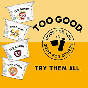 Two Good Low Fat Greek Yogurt, Vanilla, Lower Sugar, Gluten Free, With 2g of Sugar, 5.3 oz., 4 Pack