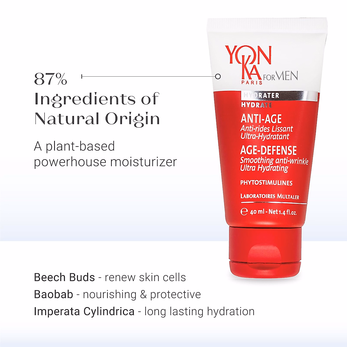 Yon-Ka Mens Age Defense Moisturizer (40ml) Anti-Aging Daily Face Lotion for Dry and Mature Skin, Prevent Wrinkles with Nutrient Rich Creme