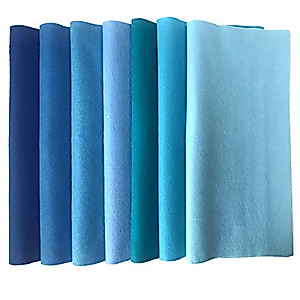 Gnognauq 7Pcs Soft Felt Fabric Sheet DIY Craft Blue Series Felt Pack Sewing Nonwoven Patchwork Cotton Fabric Squares for Sewing, DIY Arts & Crafts (45x45cm)